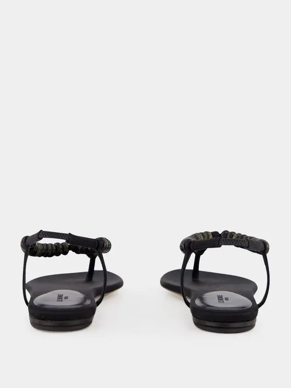 Le Monde Beryl Satin Beaded Thong Sandals - Black
