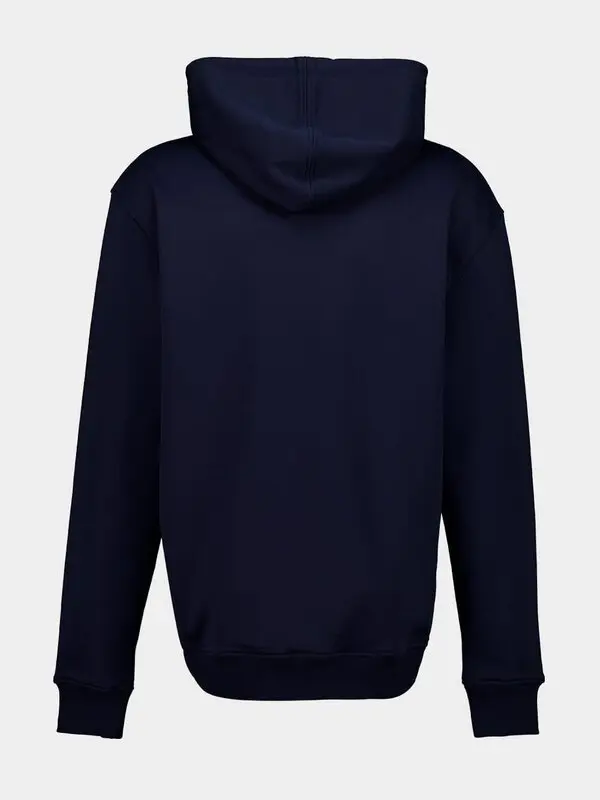 AMI Paris De Coeur Cotton Hooded Sweatshirt - Blue