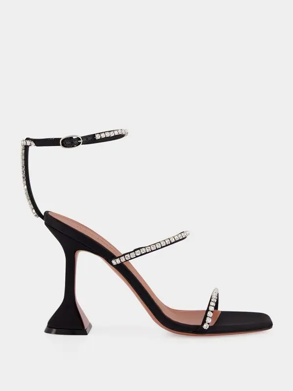 Amina Muaddi Gilda 95 Crystal Sandals - Black