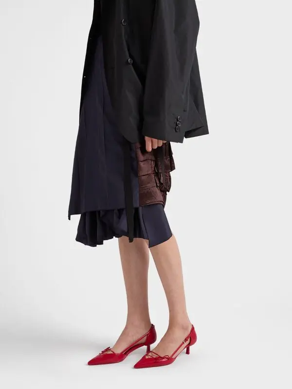 Prada Leather Open-side Bow Pumps - Red