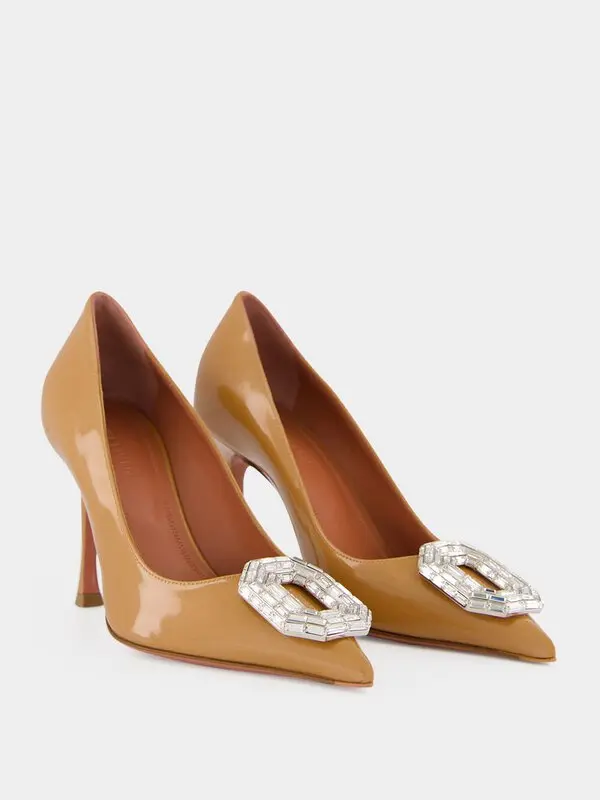 Amina Muaddi Latte Camelia 90 Pumps