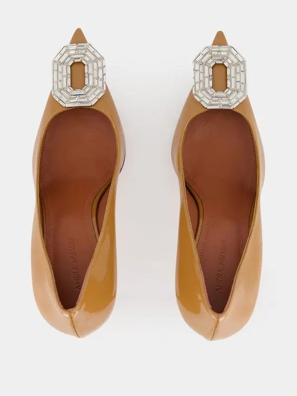 Amina Muaddi Latte Camelia 90 Pumps