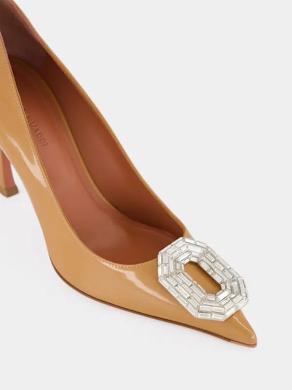Amina Muaddi Latte Camelia 90 Pumps