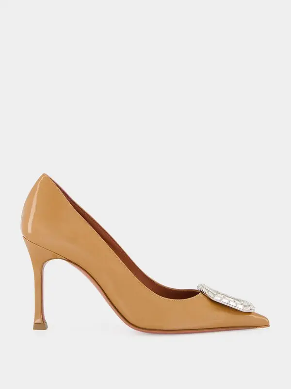 Amina Muaddi Latte Camelia 90 Pumps