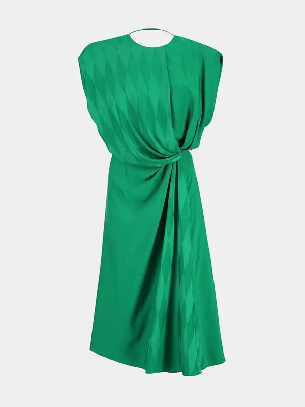 Versace Emerald Sleeveless Jacquard Cocktail Midi Dress - Green