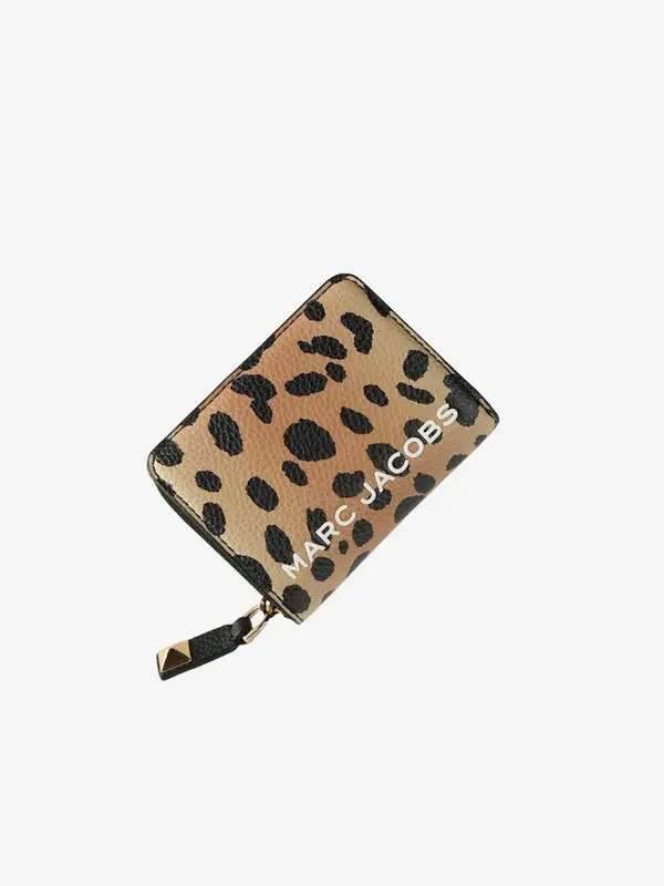 Marc Jacobs Cheetah Bold Slg Mini Compact Wallet - Blackult