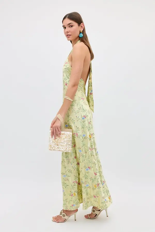 Rixo Dune Botanical Embroidery Gown