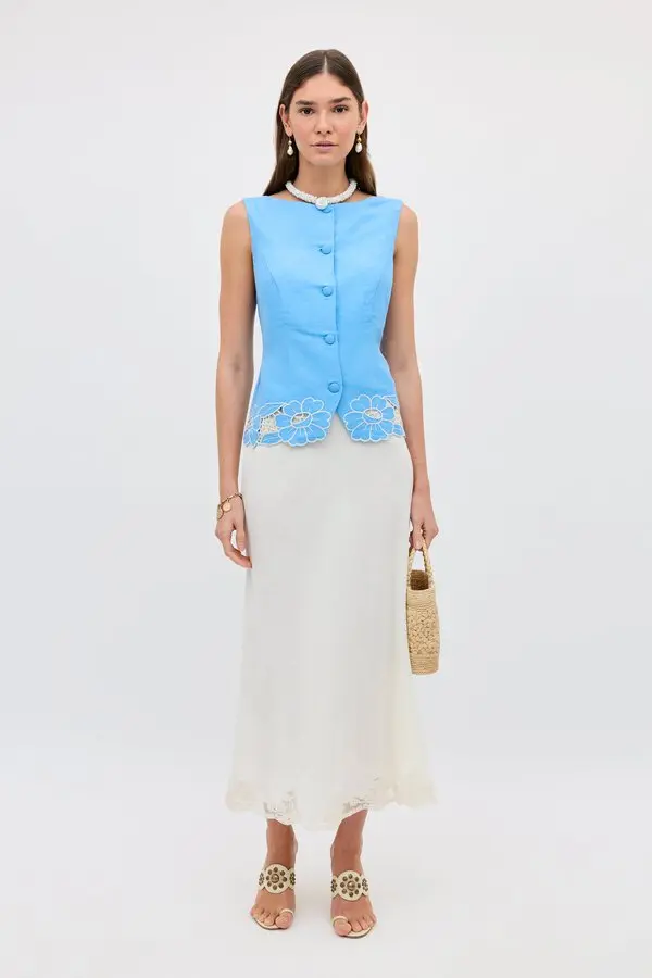 Rixo Lucca Daisy Cutwork Embroidered Top