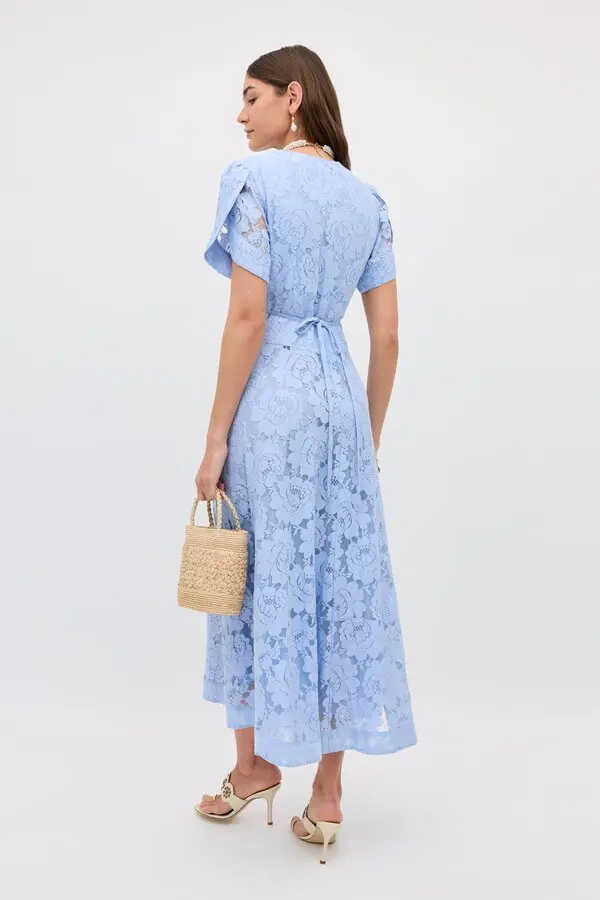 Rixo Novara Lace Midi Dress With Curved Sleeves