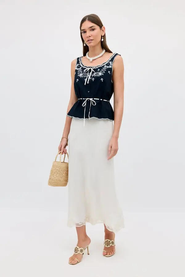Rixo Cassara Cutwork Embroidered Top