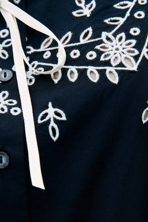 Rixo Cassara Cutwork Embroidered Top