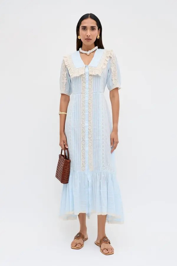 Rixo Edina Mira Embroidered Blouse - Blue