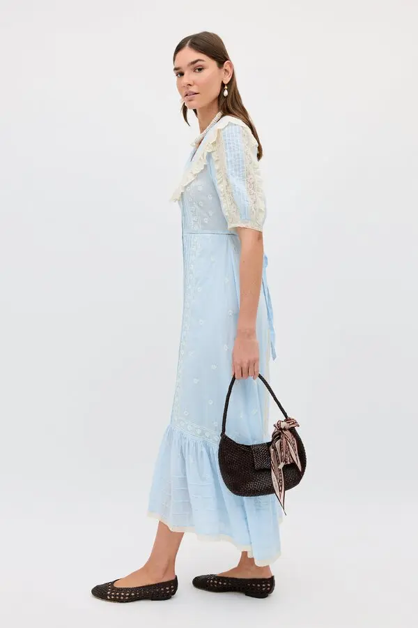 Rixo Edina Mira Embroidered Blouse - Blue