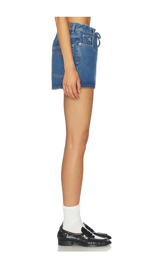 Lacoste Denim Shorts With Drawstring Detail - Blue