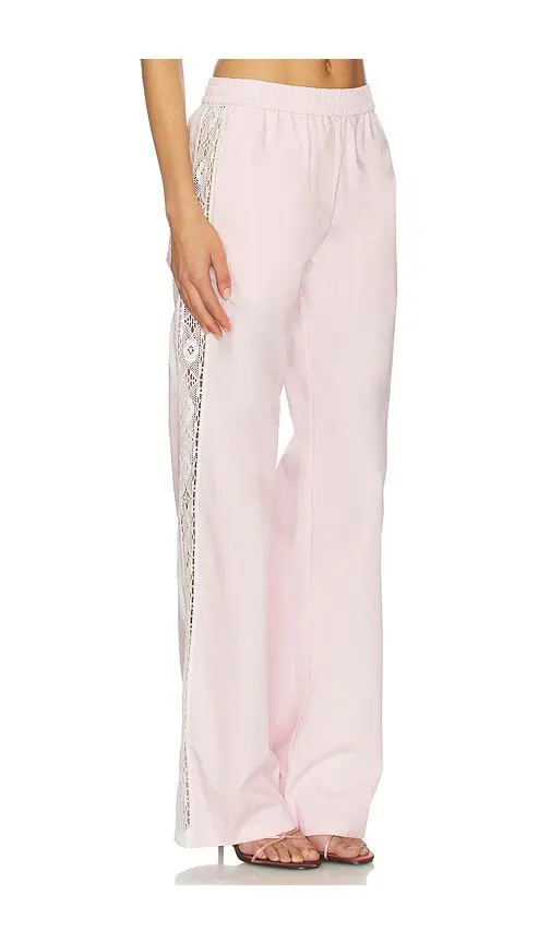 MSGM Low Rise Wide Leg Pants With Lace Detail