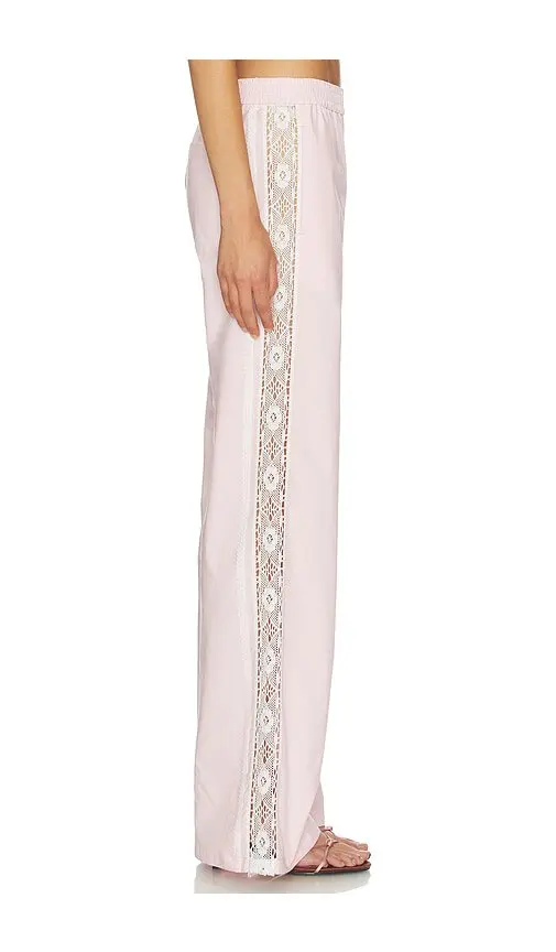 MSGM Low Rise Wide Leg Pants With Lace Detail