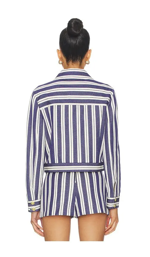 Alice + Olivia Alex Collared Boxy Jacket - Navy