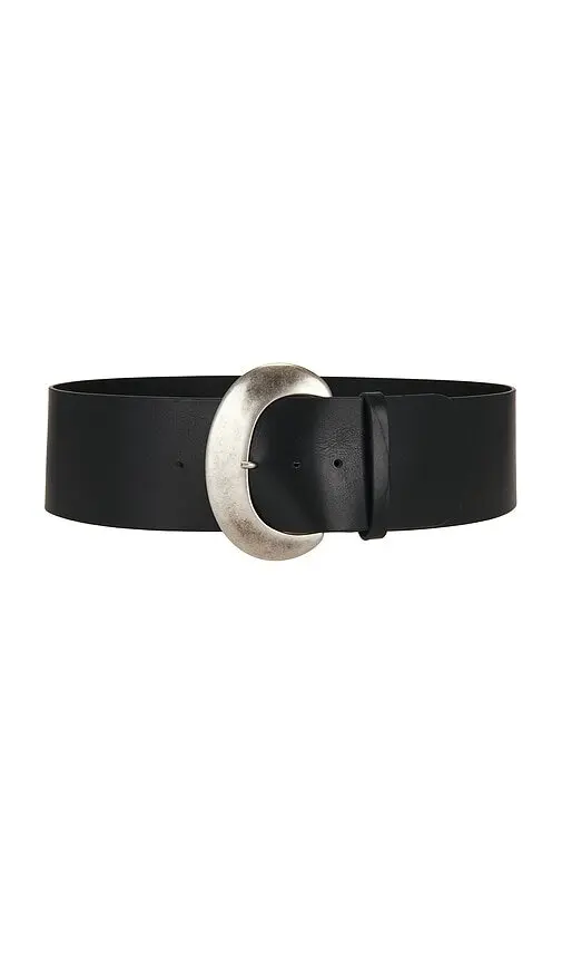 LAMARQUE Wide Leather Belt With Silver-tone Buckle - Black