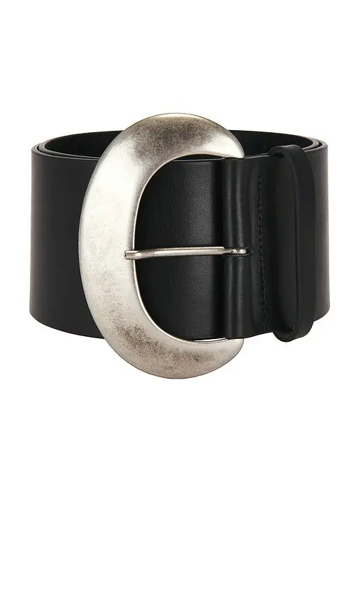 LAMARQUE Wide Leather Belt With Silver-tone Buckle
