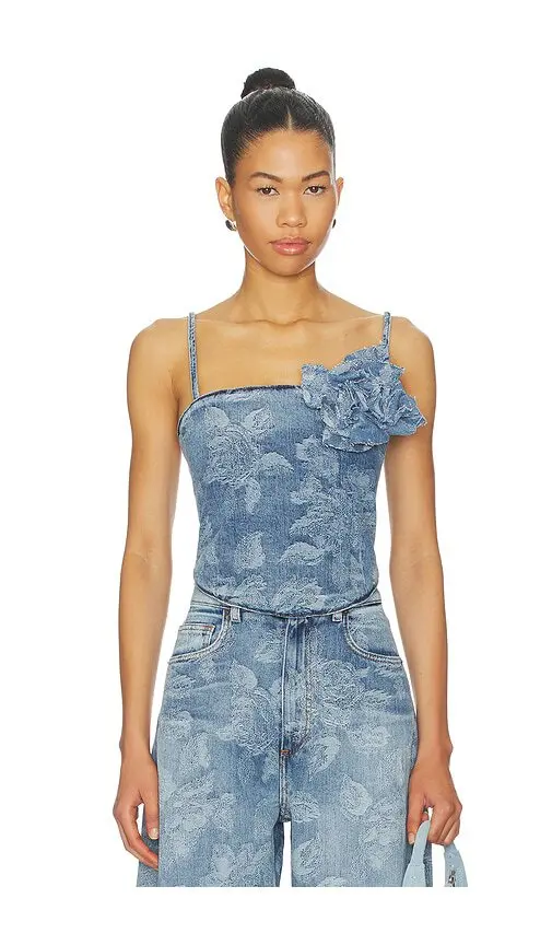 Giuseppe Di Morabito Denim Floral Applique Top