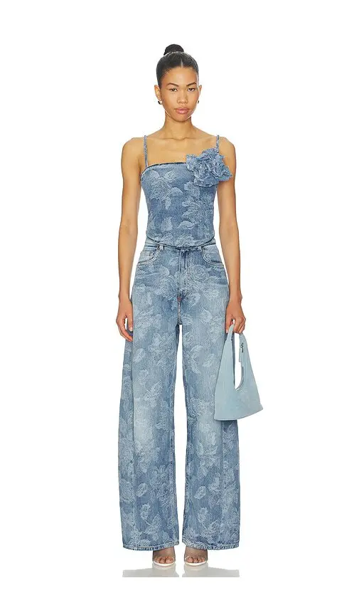 Giuseppe Di Morabito Denim Floral Applique Top