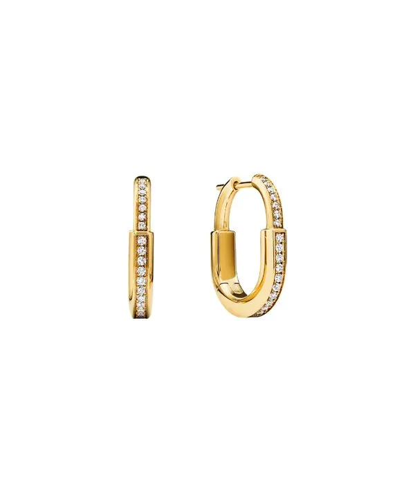 Tiffany & Co. Small Lock Earrings In With Pavé Diamonds - Yellow Gold