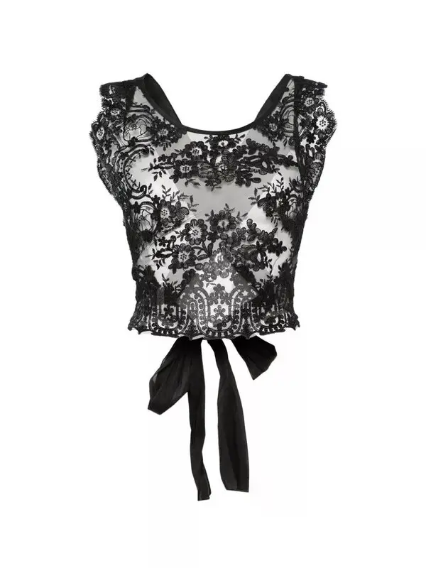 MAURIZIO BRASCHI Lace Tie-back Top