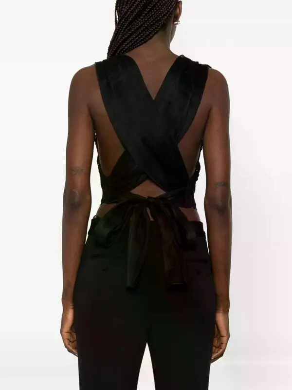 MAURIZIO BRASCHI Lace Tie-back Top