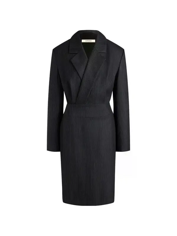 12 STOREEZ Pinstripe Blazer Midi Dress