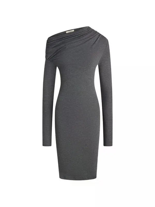 12 STOREEZ Asymmetric Draped Mini Dress - Grey