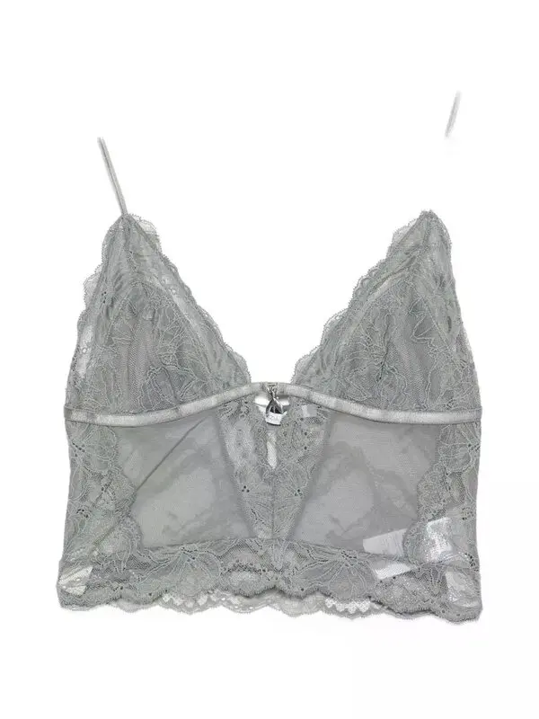 Patrizia Pepe Lace-paneled V-neck Bralette - Grey