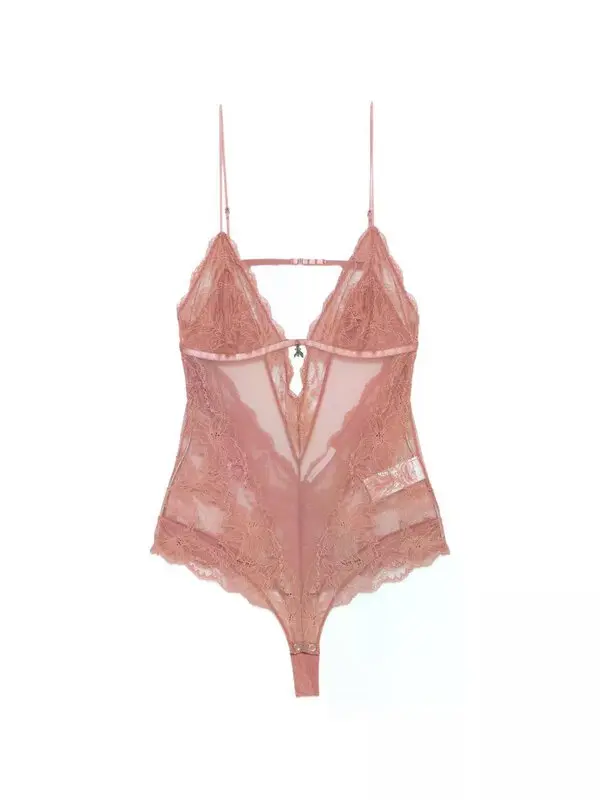 Patrizia Pepe Lace-paneled Mesh Bodysuit - Pink