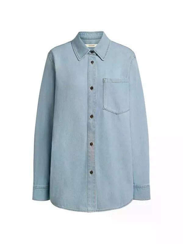12 STOREEZ Button Denim Shirt - Blue