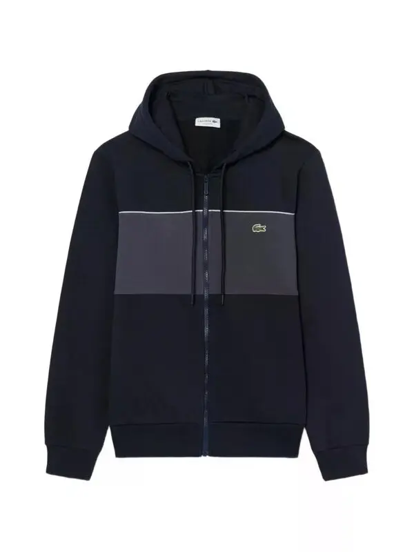 Lacoste Colour-block Zip-up Cotton Hoodie - Blue