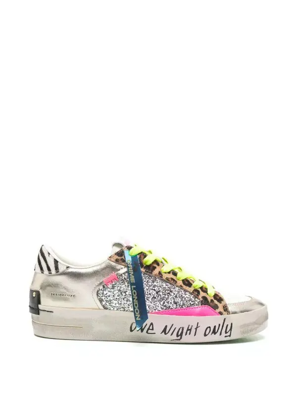 CRIME LONDON Glitter-embellished Sneakers - Silver