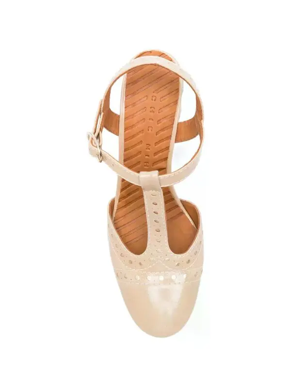 Chie Mihara Mira Brogue-detail T-bar Pumps - Neutrals