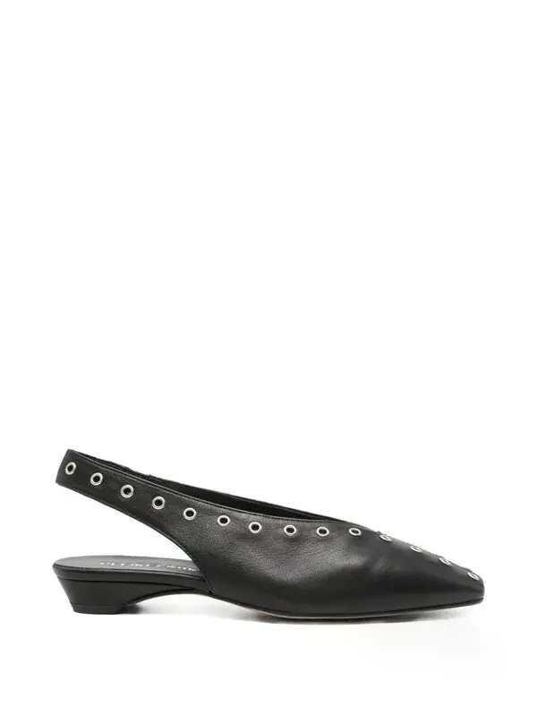 PEDRO MIRALLES Eyelet-embellished Mules - Black