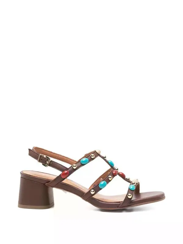 PEDRO MIRALLES Stones-embellishment Sandals - Brown