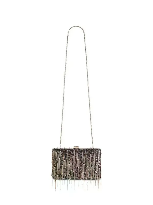 GEMY MAALOUF Embroidered-sequin Clutch Bag - Black