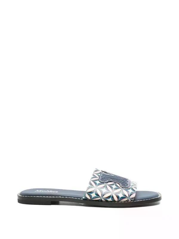 Max Mara Geometric-print Logo-patch Sandals - Blue