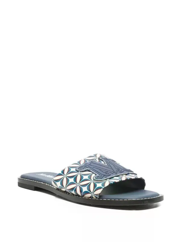 Max Mara Geometric-print Logo-patch Sandals - Blue