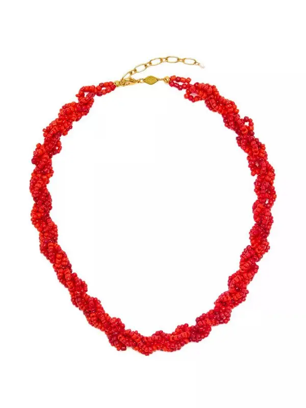 Anni Lu Scarlet Wave Beaded Chain Necklace - Red