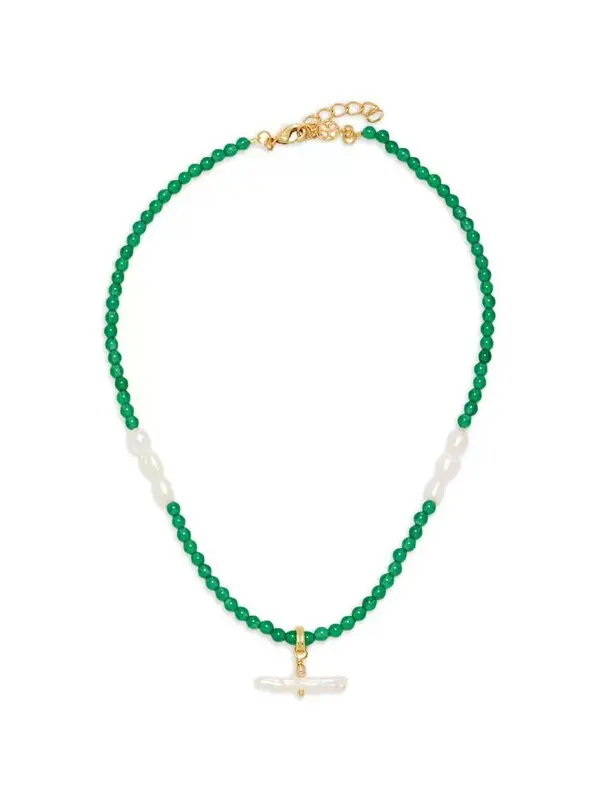 SANDRALEXANDRA T-bar Pearl Necklace - Gold