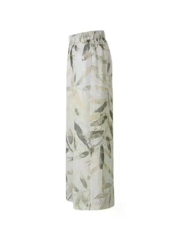 Peserico Leaf-print Trousers - White