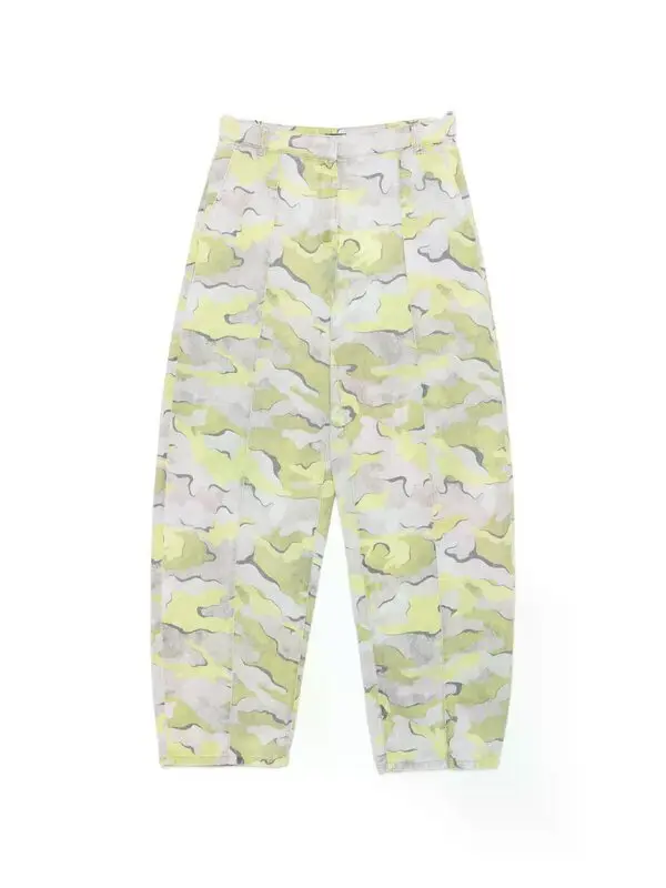 Pinko Camouflage-print Pleated Trousers - Yellow