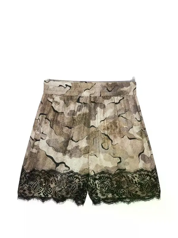 Pinko Lace-trim Camouflage-print Shorts - Neutrals