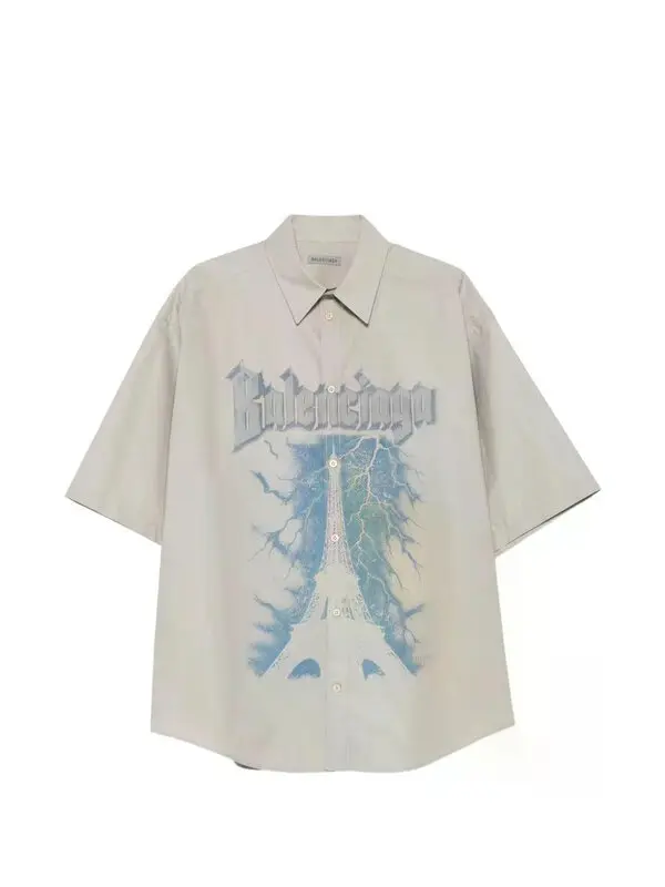 Balenciaga Eiffel Tower Graphic Shirt - Grey