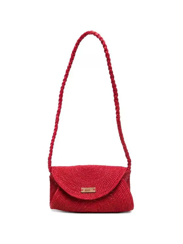 AFAR Woven Raffia Cross Body Bag - Red