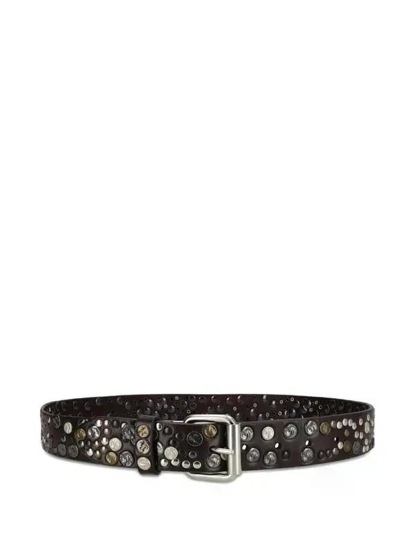 Dries Van Noten Studded Leather Belt - Brown