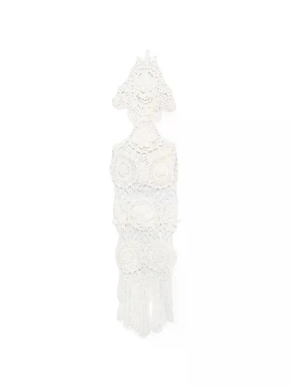 Giuseppe Di Morabito Floral-appliqué Crochet-knit Maxi Dress - White
